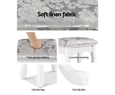 Dressing Table Stool Velvet White – Furniture Roots
