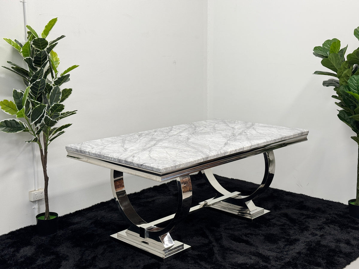 DINING TABLE WITH GREY MARBLE TOP DT004 – Furniture Roots