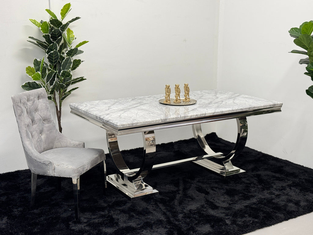 DINING TABLE WITH GREY MARBLE TOP DT004 – Furniture Roots